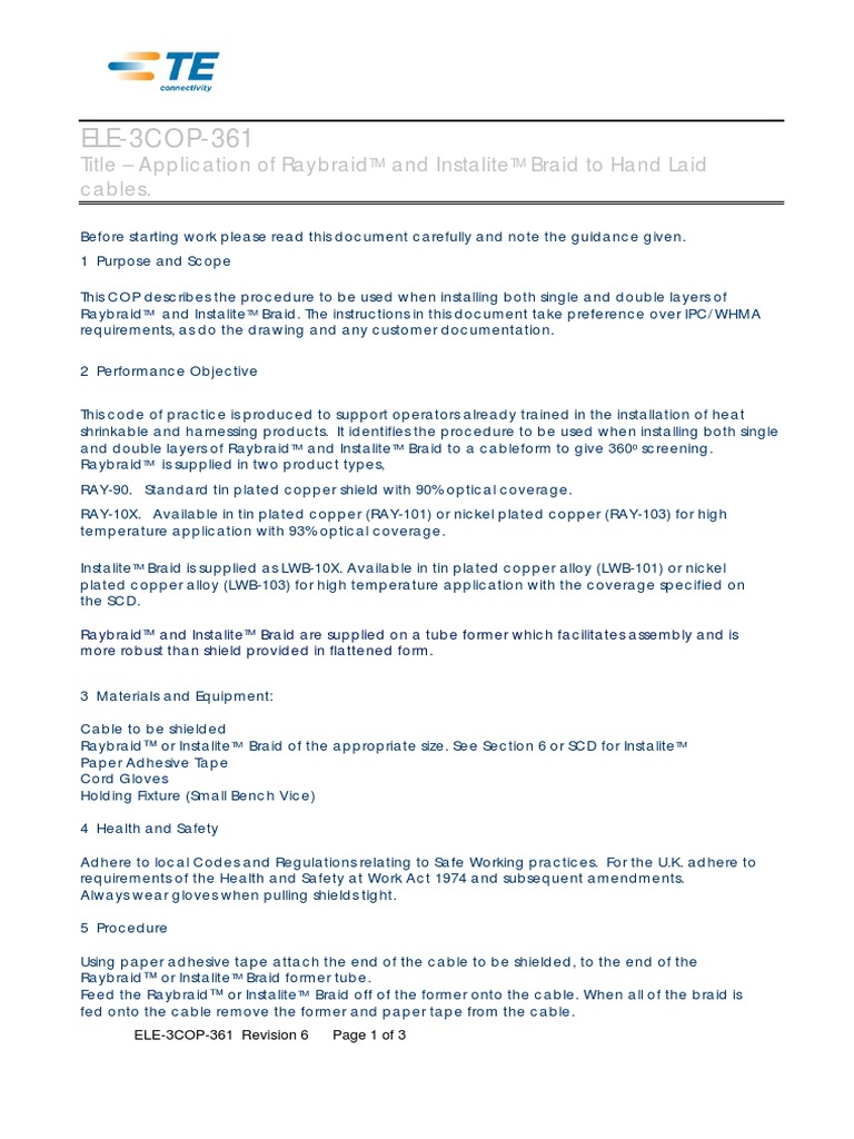 ELE-3COP-361: Title - Application of Raybraid and Instalite Braid To ...