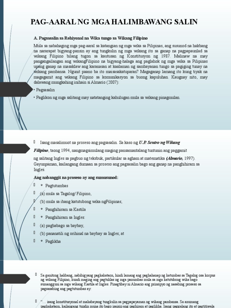 Pag Aaral NG Mga Halimbawang Salin Final | PDF