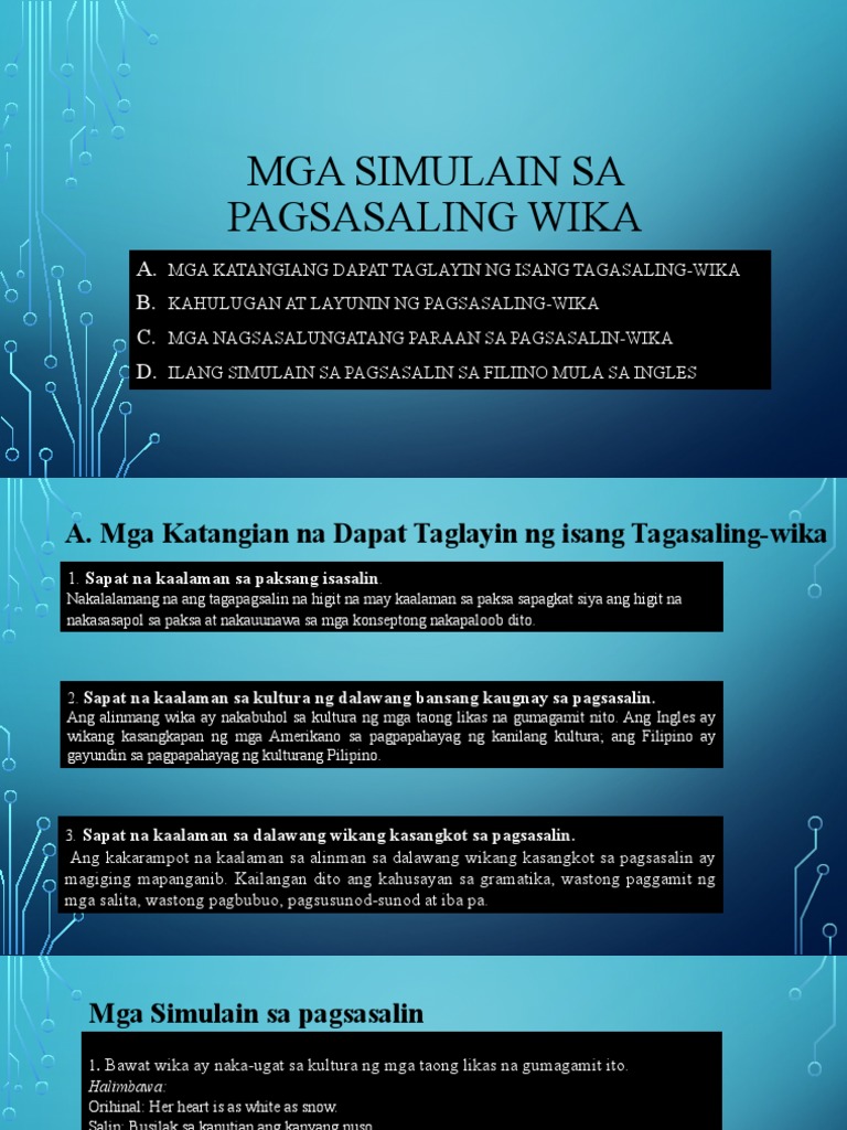 Mga Simulain Sa Pagsasaling Wika Midterm | PDF