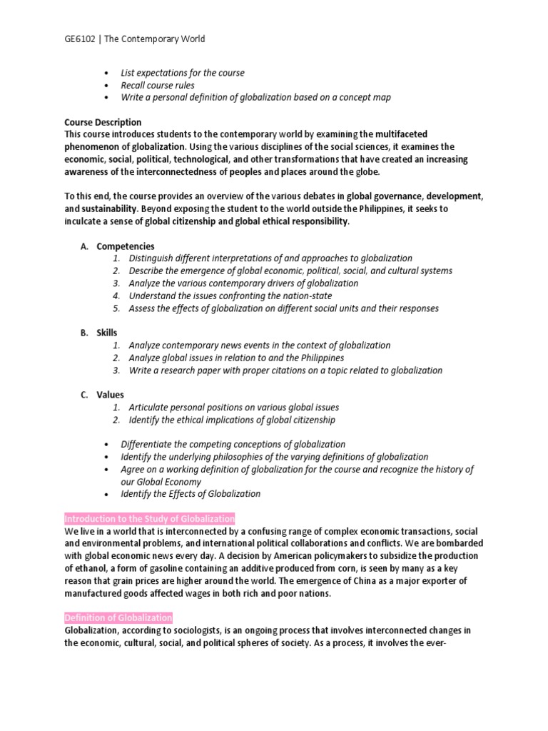 Introduction To The Study of Globalization | PDF | International ...