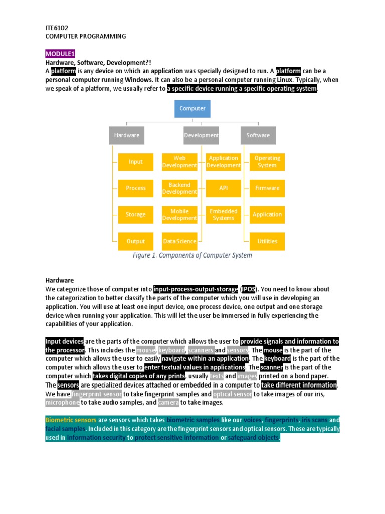 ITE6102 COMPUTER PROGRAMMING MODULE 1 OVERVIEW | PDF | Java Script ...
