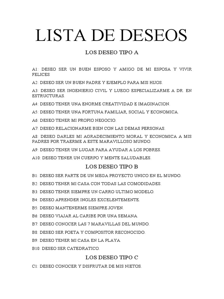 Lista de Deseos | PDF