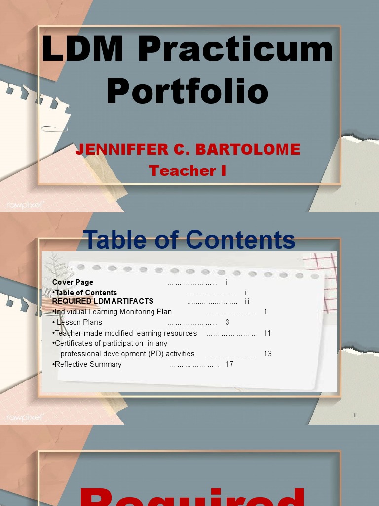 LDM Practicum Portfolio: Jenniffer C. Bartolome Teacher I | PDF | Teachers | Lesson Plan
