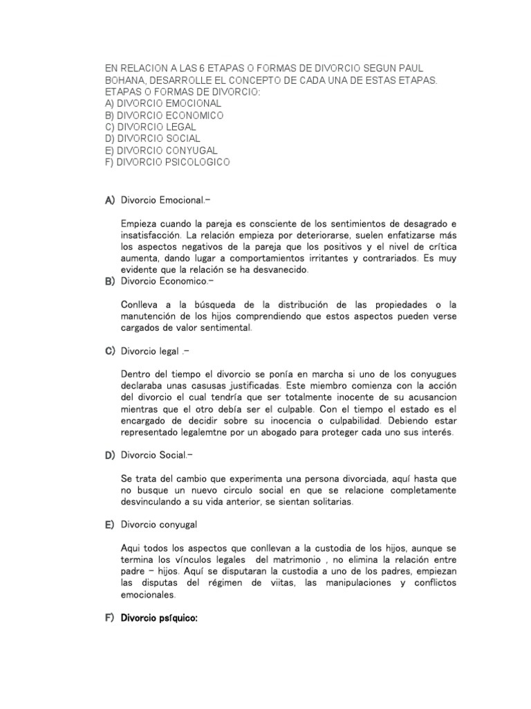 6 Etapas o Formas de Divorcio | PDF