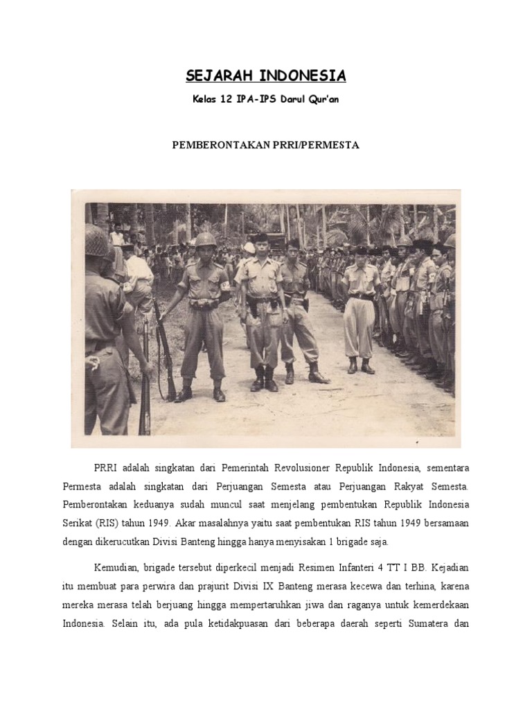 Pemberontakan PRRI-Permesta. | PDF