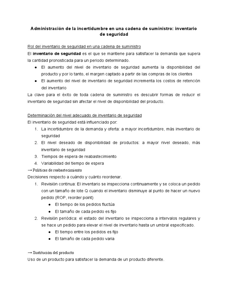 Cap 12. Administración de la incertidumbre en una cadena de suministro_ inventario de seguridad ...