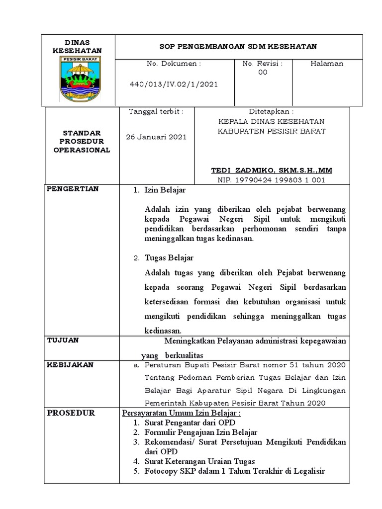 SOP Pengembangan SDM | PDF