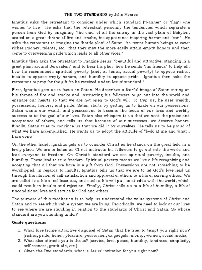 Handout The Two Standards, Edited | PDF | Satan | Religious Belief And ...
