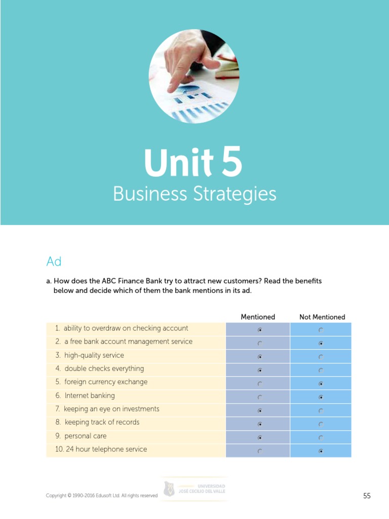 Advanced 1 Workbook Unit-5 Compressed | PDF | Marketing | Banks