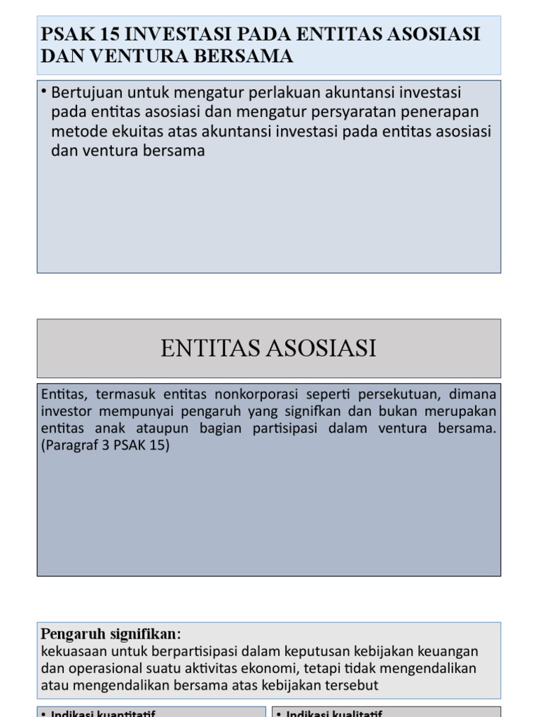 Psak 15 Investasi Pada Entitas Asosiasi Dan Ventura | PDF
