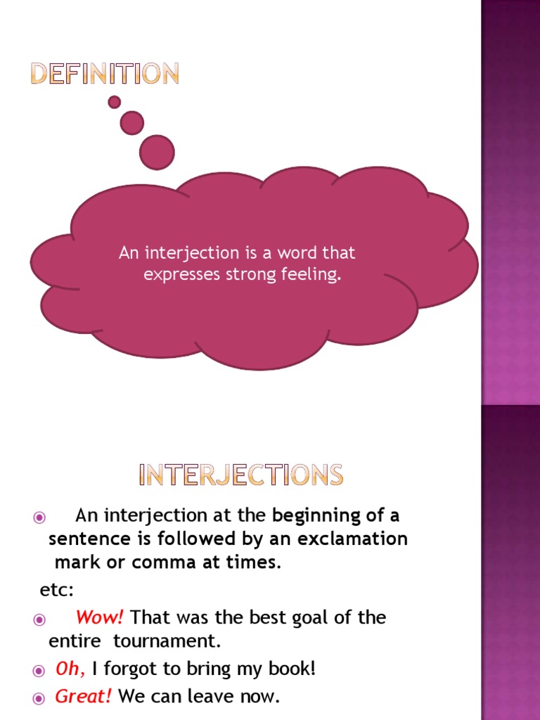 An Interjection Is A Word That Expresses Strong Feeling | PDF