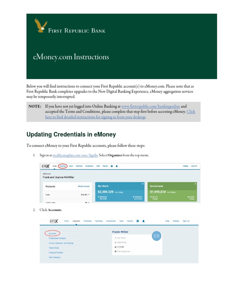 Connecting Your First Republic Accounts to eMoney: A Step-by-Step Guide ...