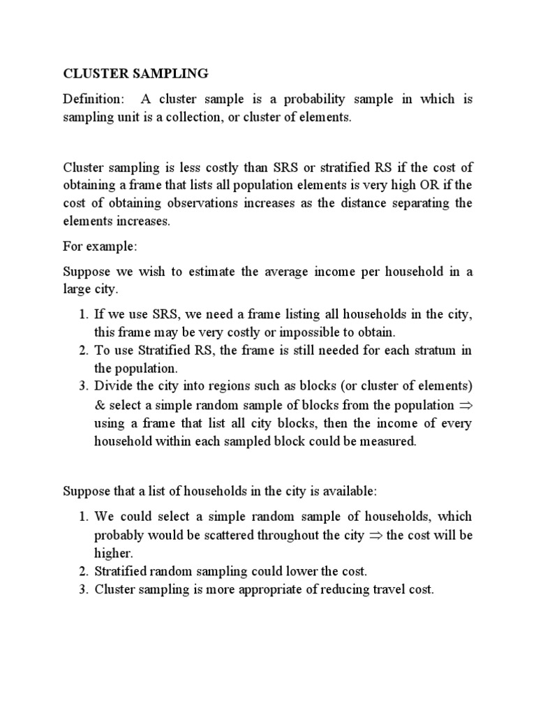 Cluster Sampling | PDF | Sampling (Statistics) | Estimator
