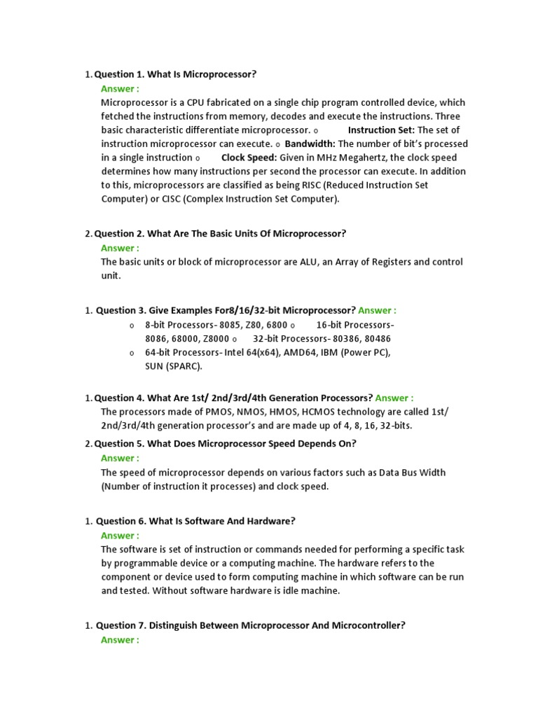MCRP Viva Question | PDF | Central Processing Unit | Microcontroller