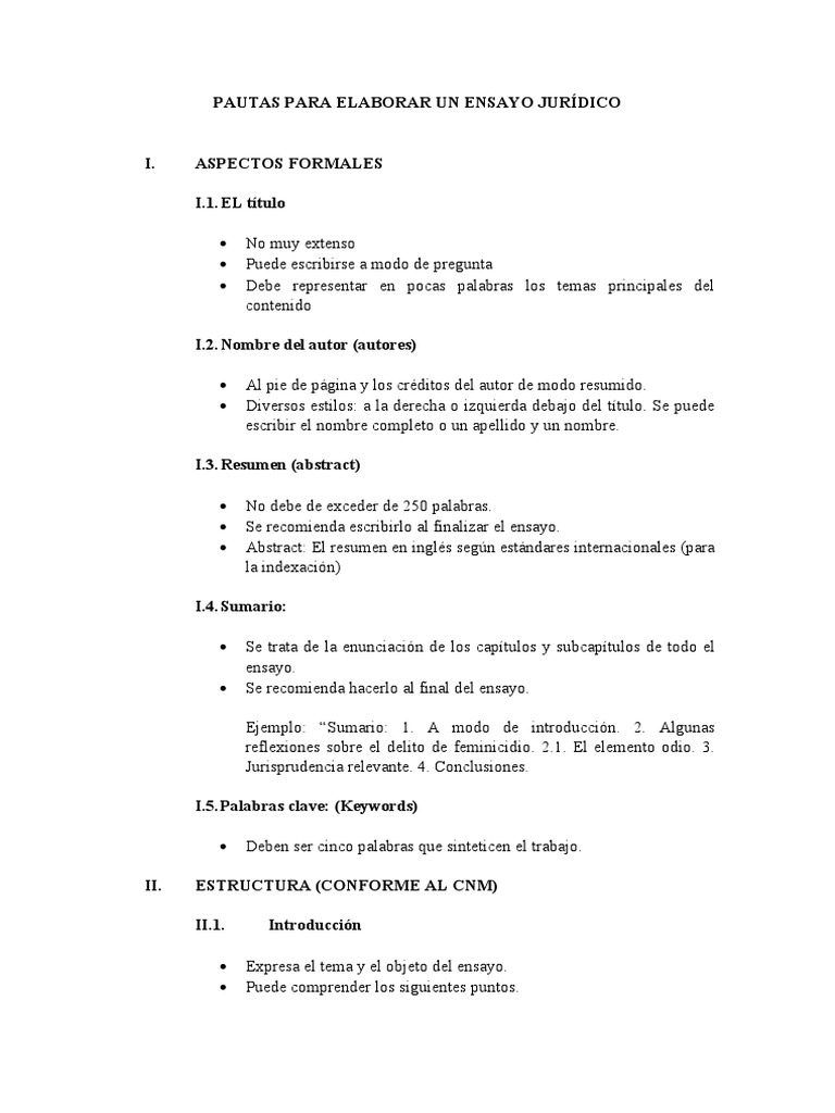 Pautas para Elaborar Un Ensayo Jurídico | PDF | Sumario abstracto ...