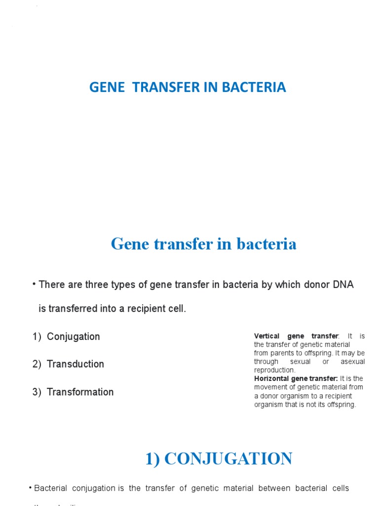 Gene Transfer in Bacteria: An Overview of Conjugation, Transduction ...
