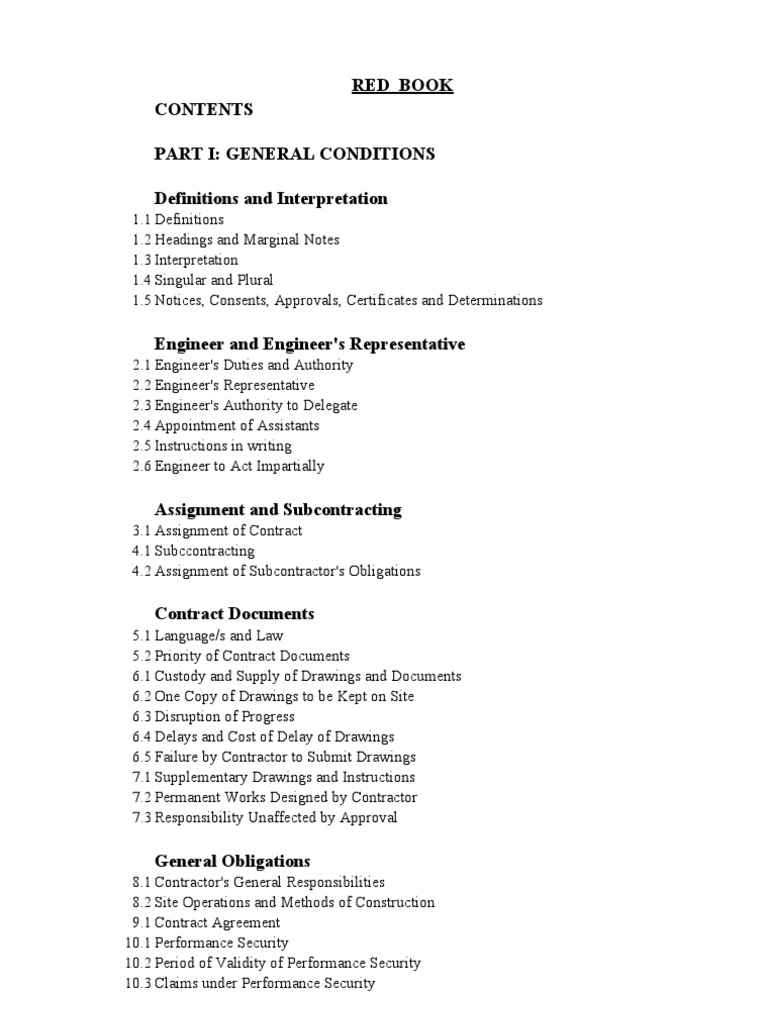 FIDIC Clauses (Red Book) | PDF