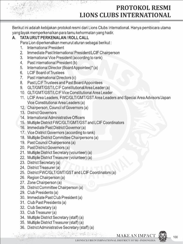 Protokoler Lions Club 2018 2019 | PDF