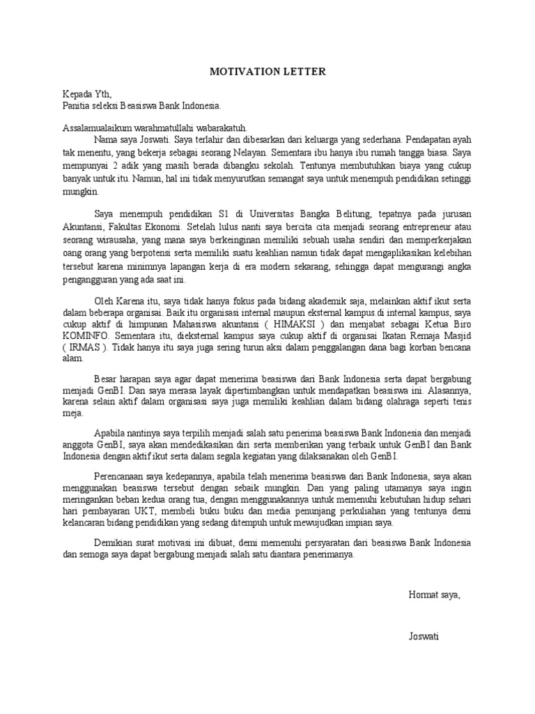 Motivation Letter | PDF