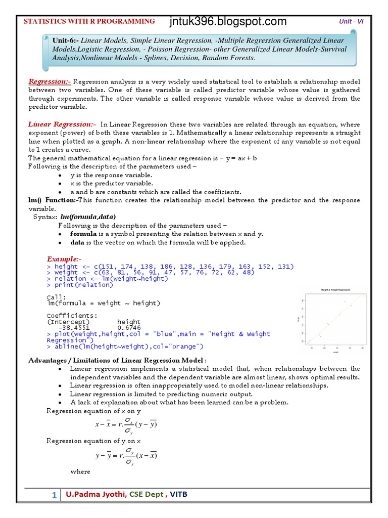 Unit 6 | PDF | Dependent And Independent Variables | Regression Analysis