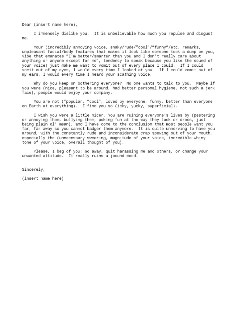 Hate Letter | PDF