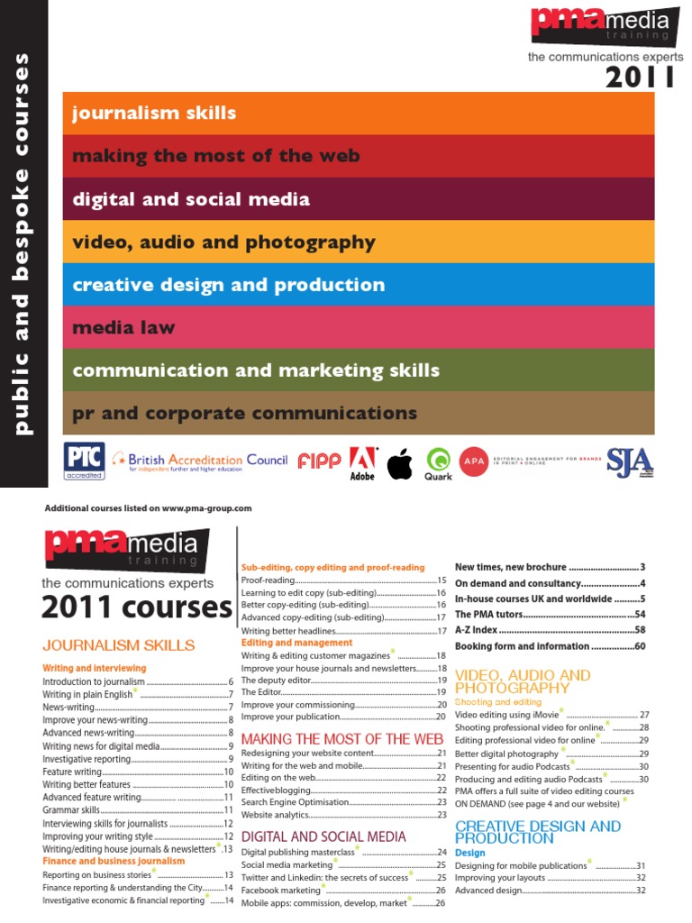 PMA Training Brochure 2011 | PDF | Copy Editing | Journalism