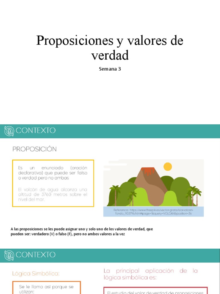 Proposiciones y valores de verdad | PDF | Proposición | Expresiones lógicas