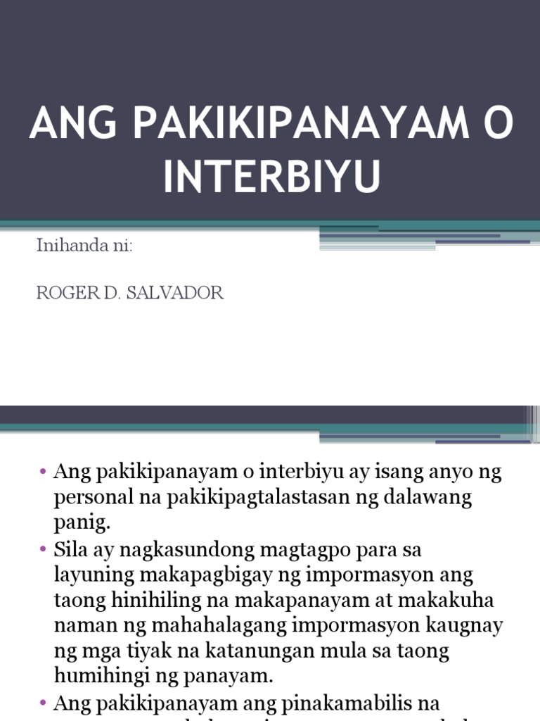 Ang Pakikipanayam o Interbiyu | PDF