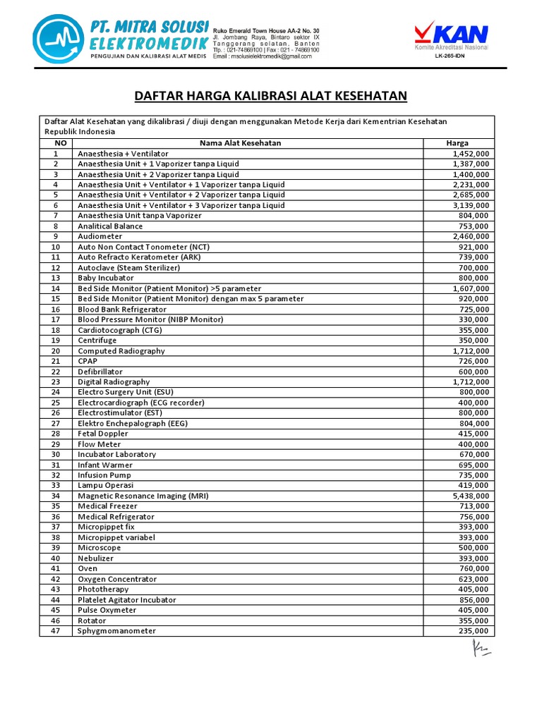E2. Price List PT. MSE | Download Free PDF | Medical Equipment | Equipment