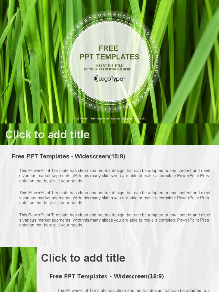 Fresh Green Grass PowerPoint Templates Widescreen | PDF