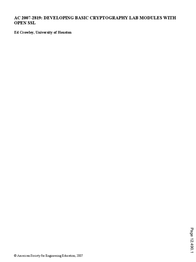 Developing Basic Cryptography Lab Modules With Open SSL | PDF | Cryptography | Public Key ...