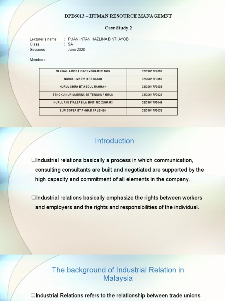 Industrial Relations in Malaysia: A Case Study | PDF | Industrial ...