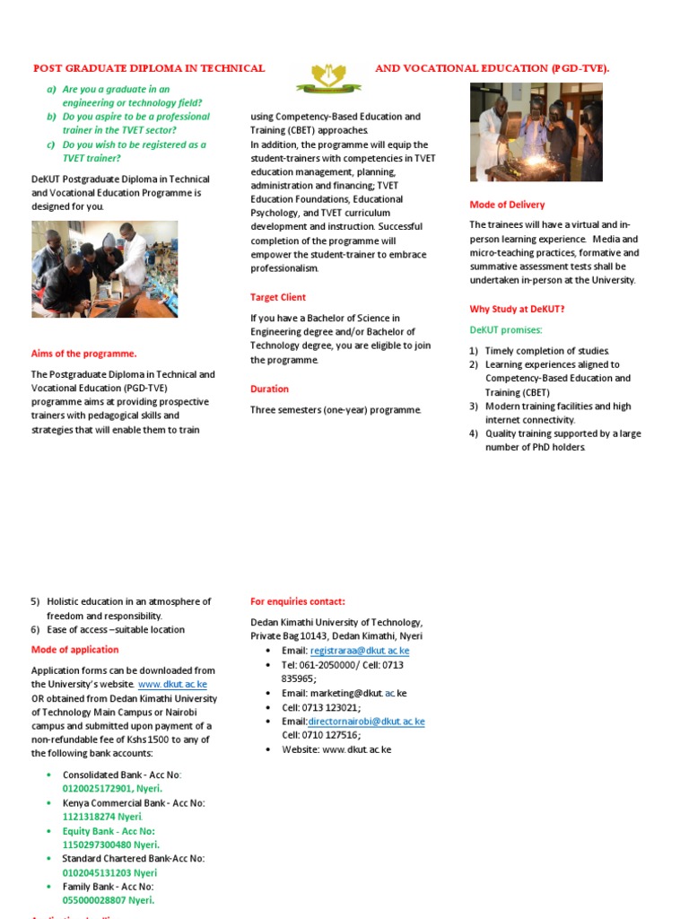 Post Graduate Diploma in Technical and Vocational Education Advert July ...