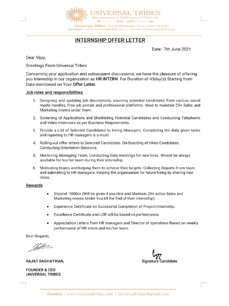 Vijay Offer Letter | PDF