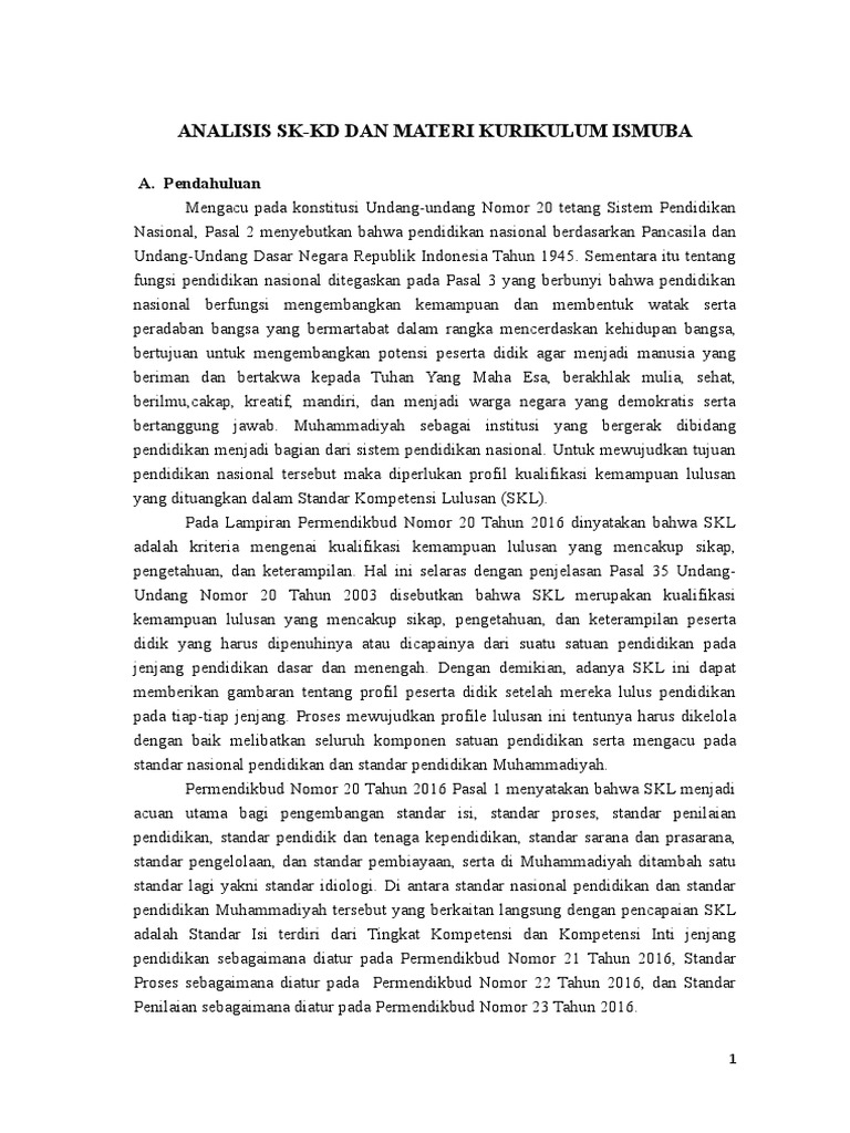 Analisis Kurikulum ISMUBA | PDF