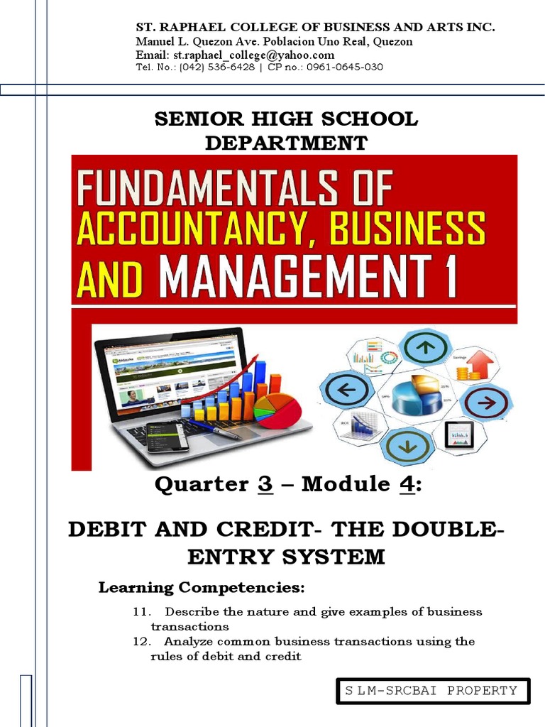 Senior High School Department: Quarter 3 - Module 4: Debit and Credit ...