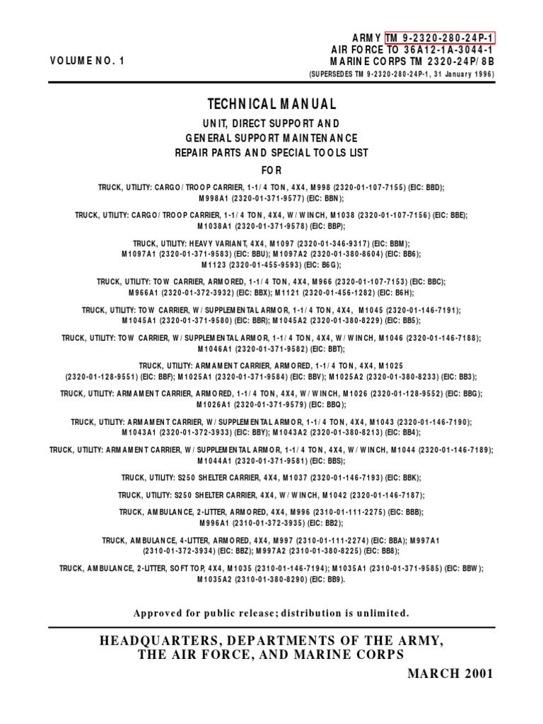 M998 and M1097 Maintenance Manual | PDF