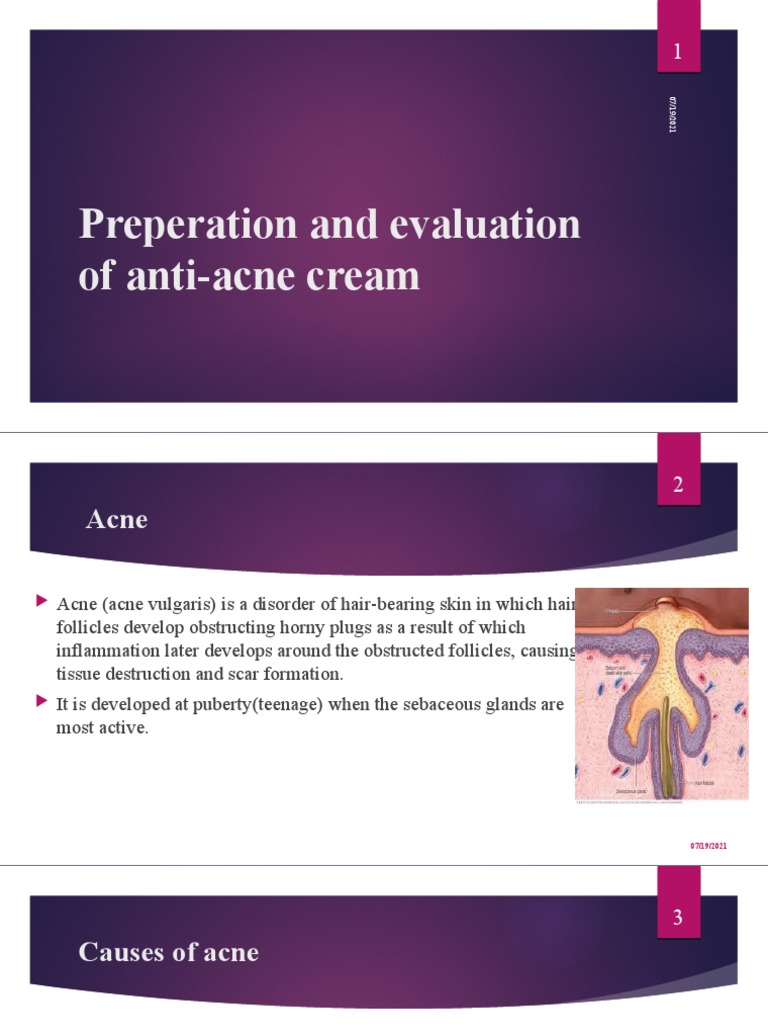 Preperation and Evaluation of Anti-Acne Cream | PDF | Skin ...