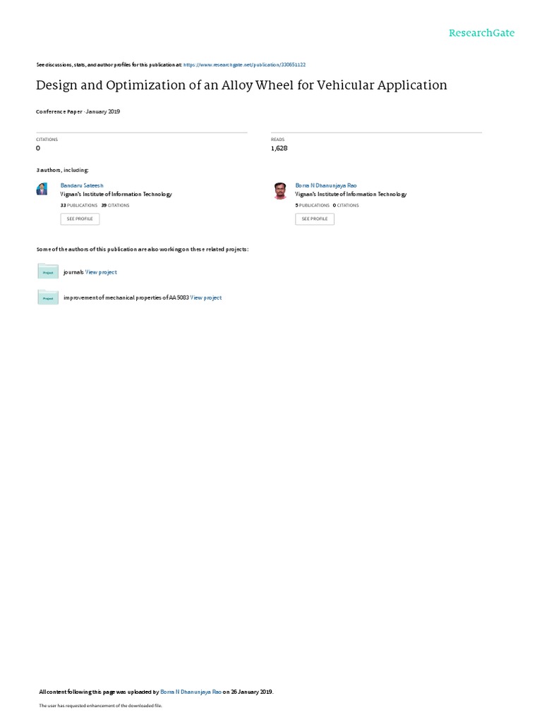 Design and Optimization of An Alloy Wheel For Vehicular Application ...