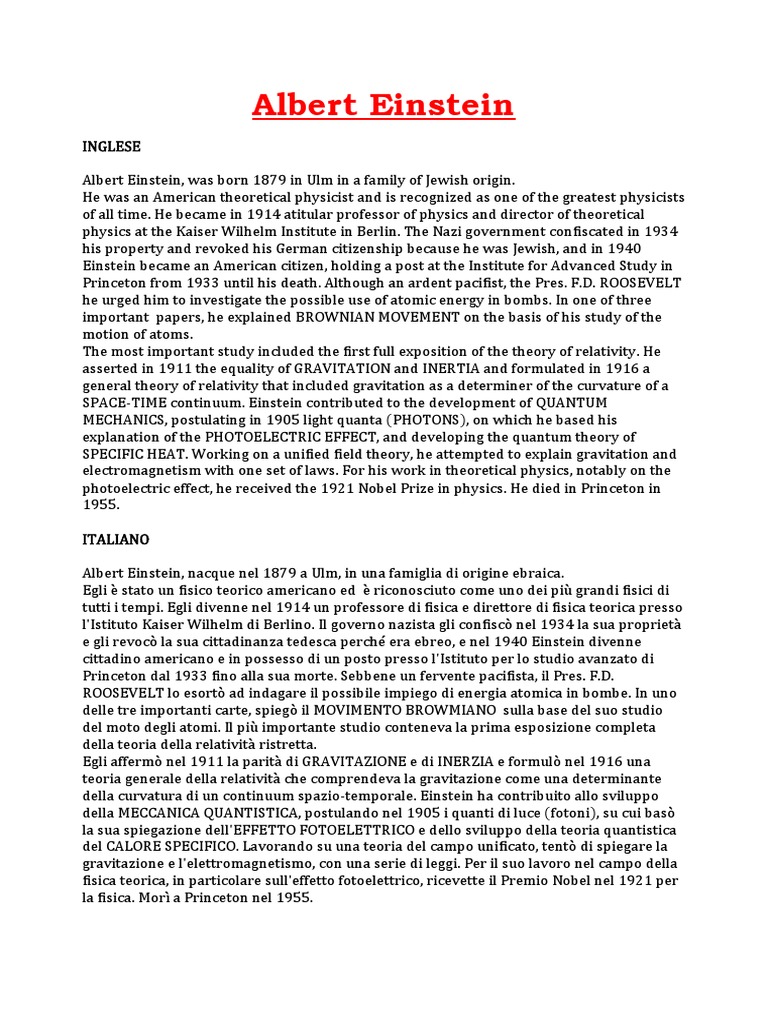 Einstein | PDF | Albert Einstein | Physics