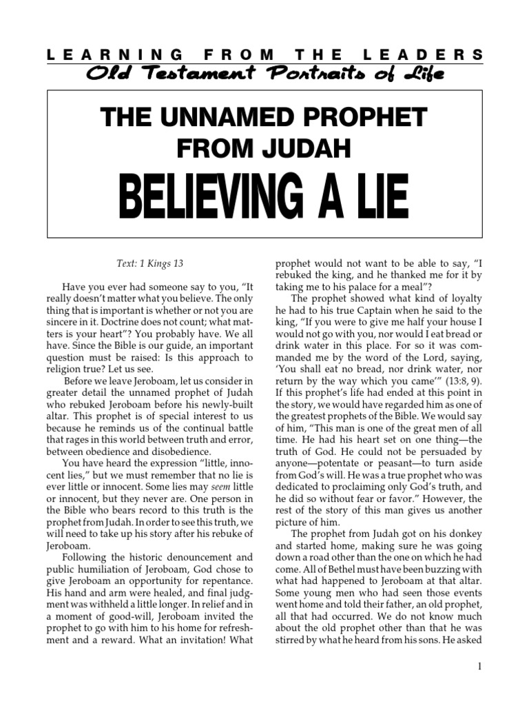 The Unnamed Prophet From Judah | PDF | Lie | Prophet