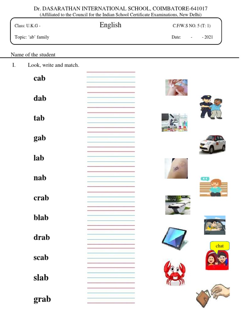 'Ab' Family and Sight Words Ws | PDF | Schools