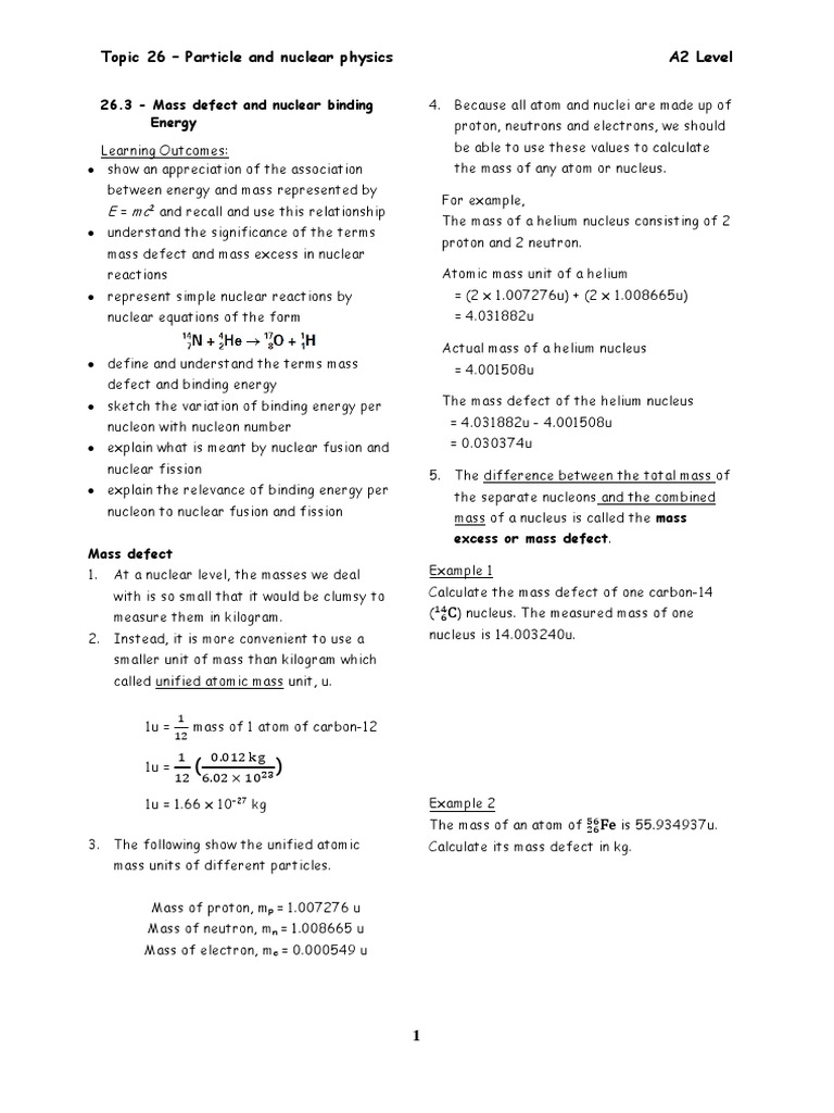 26.3 - Mass Defect and Nuclear Binding Energy | PDF | Nuclear Physics ...