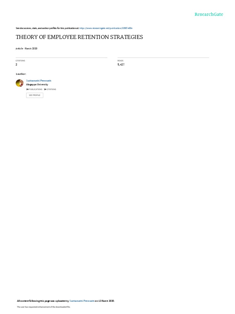 Theory of Employee Retention | PDF | Employee Retention | Turnover ...