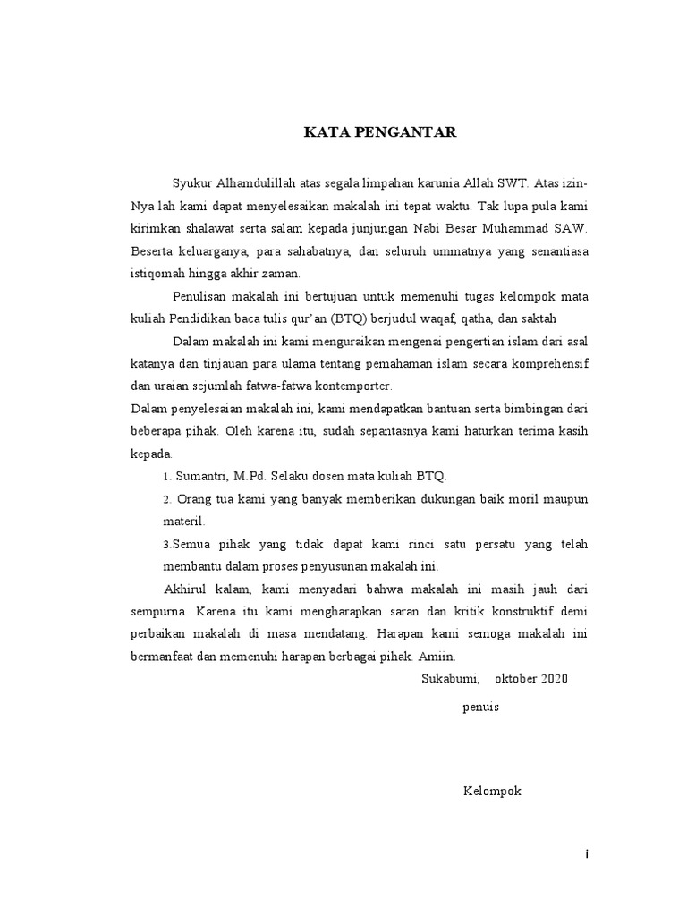 Makalah BTQ Waqaf Dan Washal Mayang | PDF