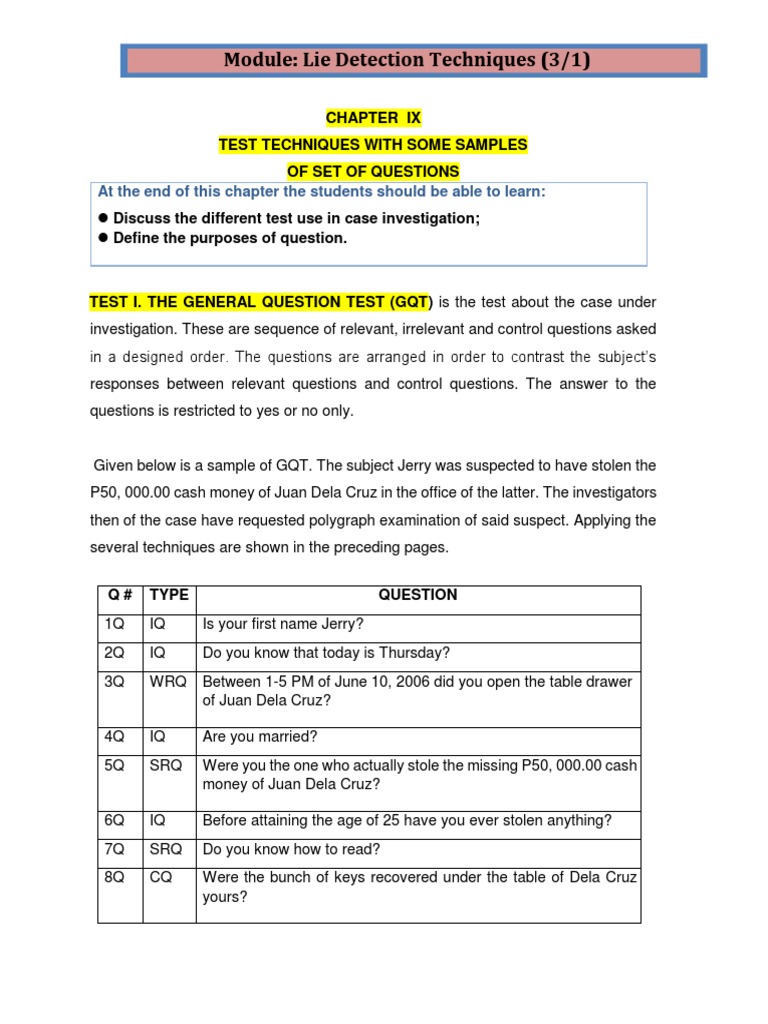 Chapter Ix - Test Techniques With Some Samples of Set of Questions ...