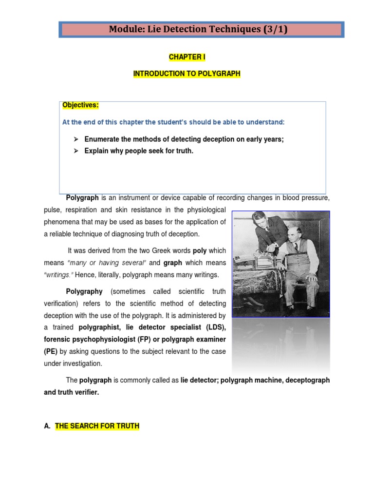 Chapter I - Introduction To Polygraph | PDF | Polygraph | Psychology