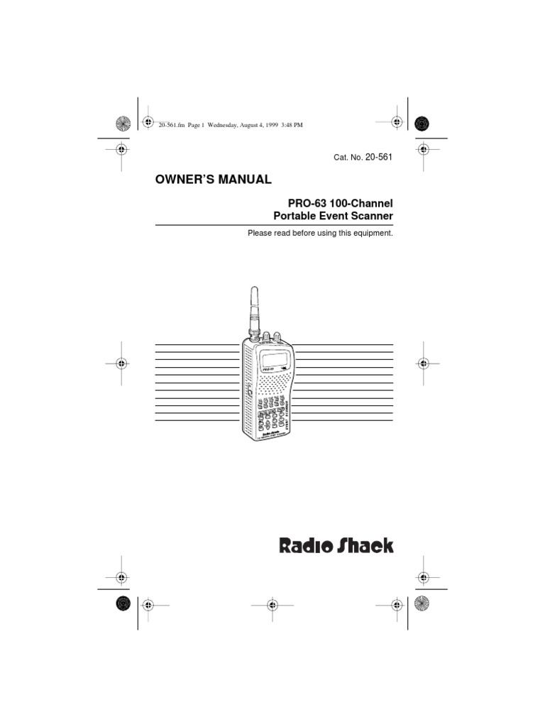 Radio Shack PRO-63 VHF-UHF Scanner Manual | PDF | Ultra High Frequency ...