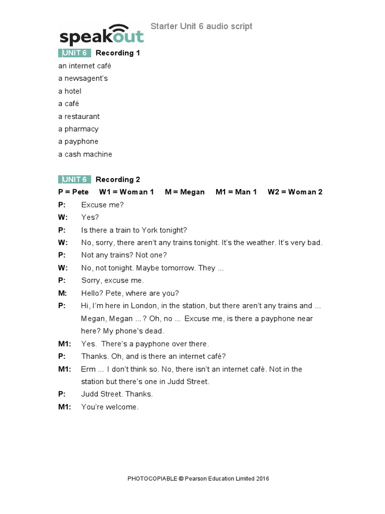 Starter Unit 6 Audio Script | PDF | Services (Economics) | Public Services