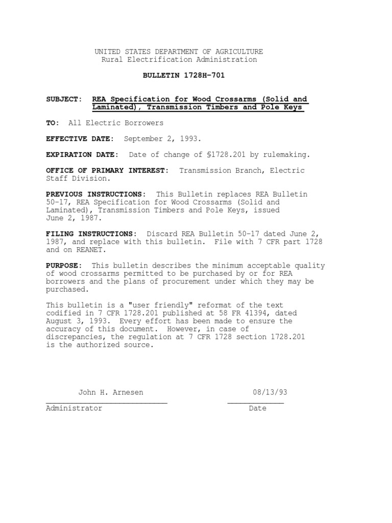 REA Specs For Wood Cross-Arm | PDF | Lumber | Specification (Technical ...